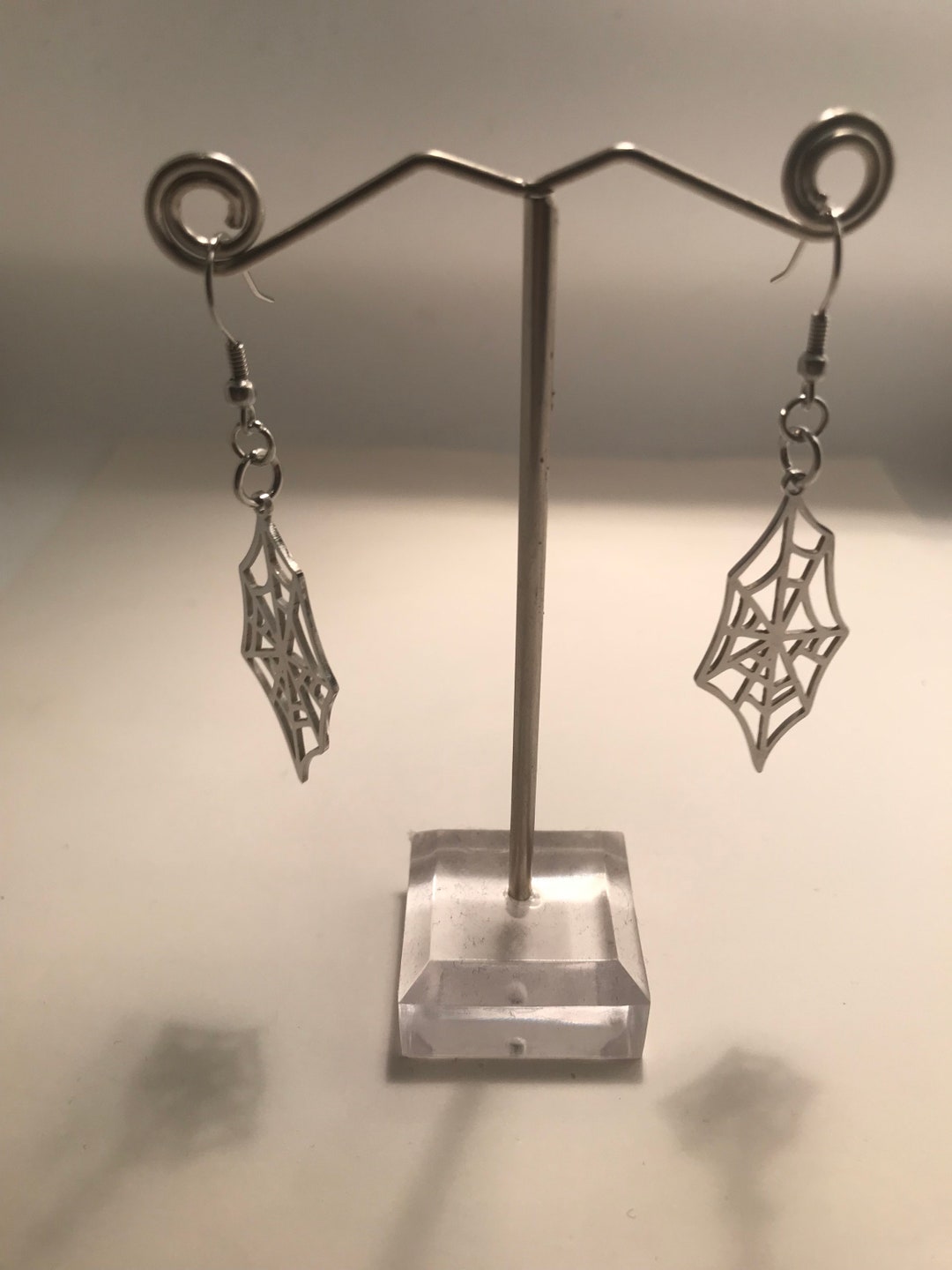 Stainless Steel Spider Web Earrings (oval Shape) - Etsy