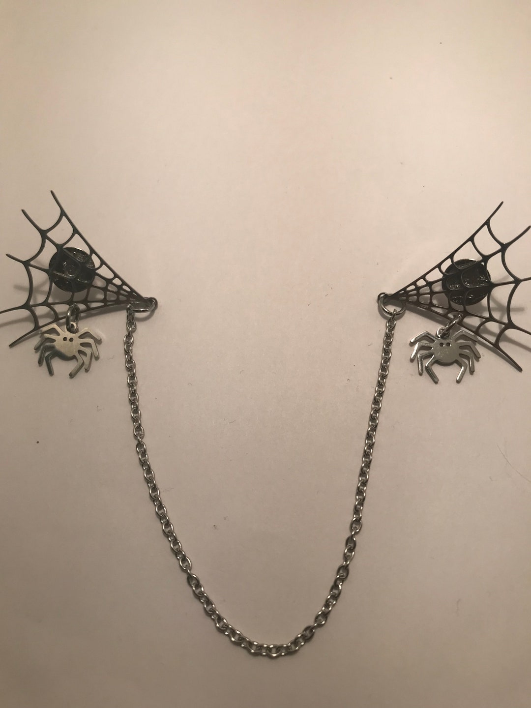 Stainless Steel Spider Web Collar Pins - Etsy