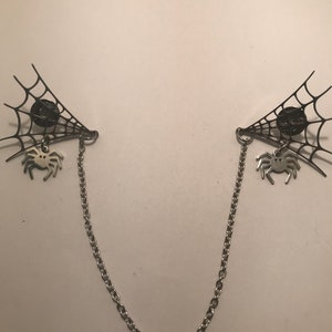 Stainless Steel Spider Web Collar Pins - Etsy