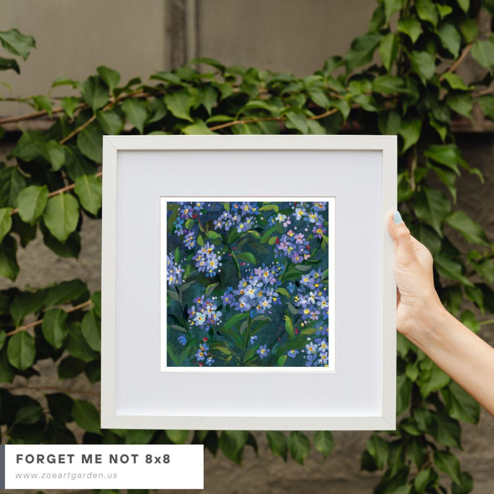 Forget-me-nots Gouache Painting: Alaska State Flower Art, Square Art ...