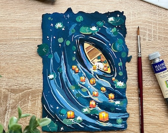 Floating Lanterns Painting - Etsy