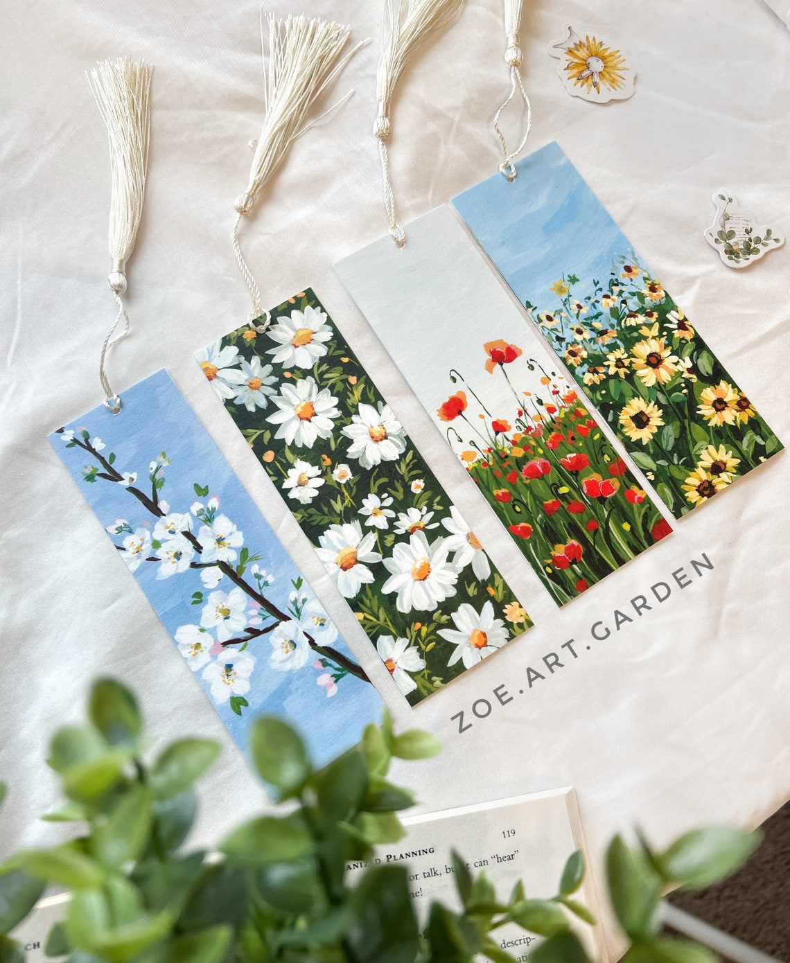 Four Seasons Bookmarks Set of Four Bookmark Art Gift for - Etsy