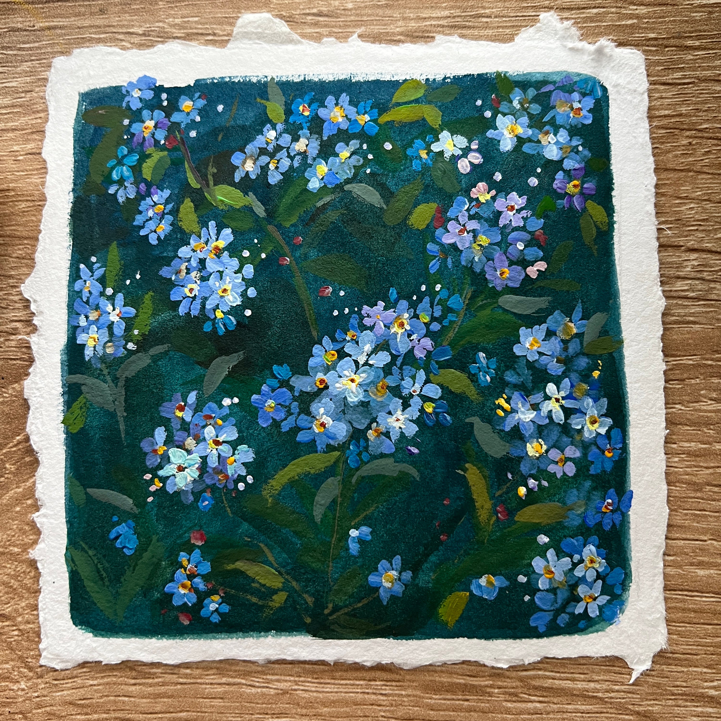 Forget-me-nots Gouache Painting: Alaska State Flower Art, Square Art ...