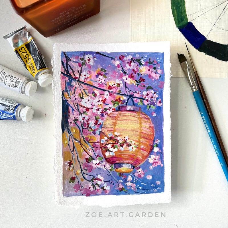 Cherry Gouache Painting - Etsy