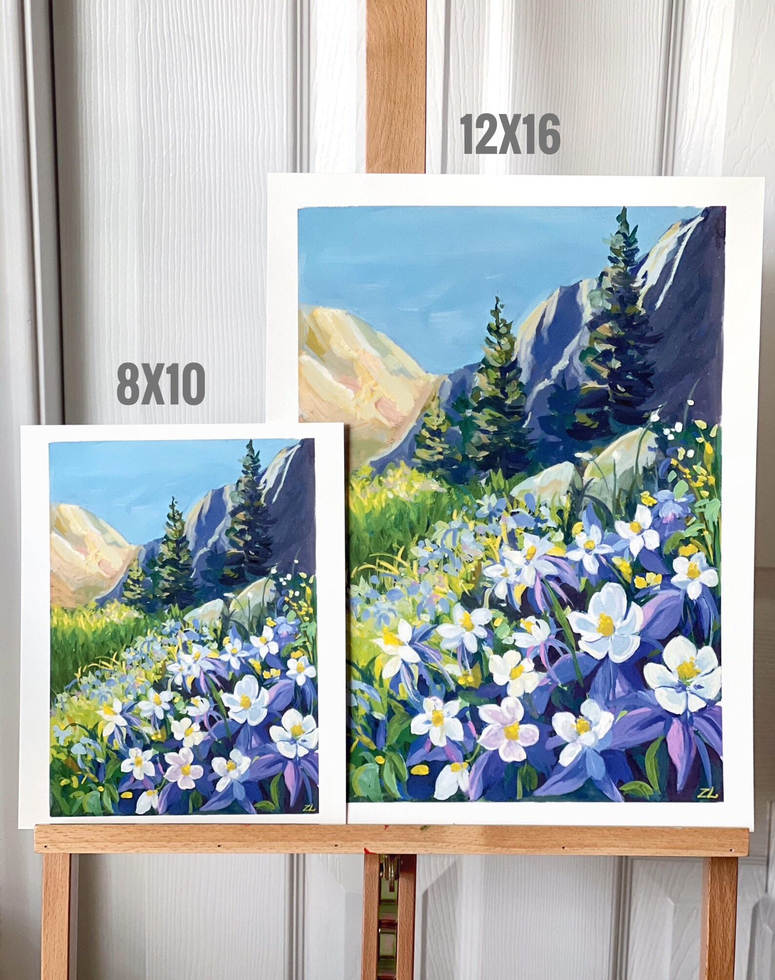 Blue Columbine Gouache Painting: Colorado Wildflower Art, 5x7 Handmade ...
