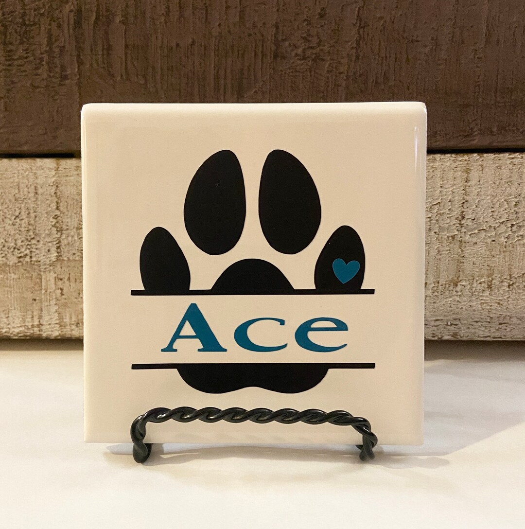 Decorative Split Paw Print Tile With Pets Name - Etsy
