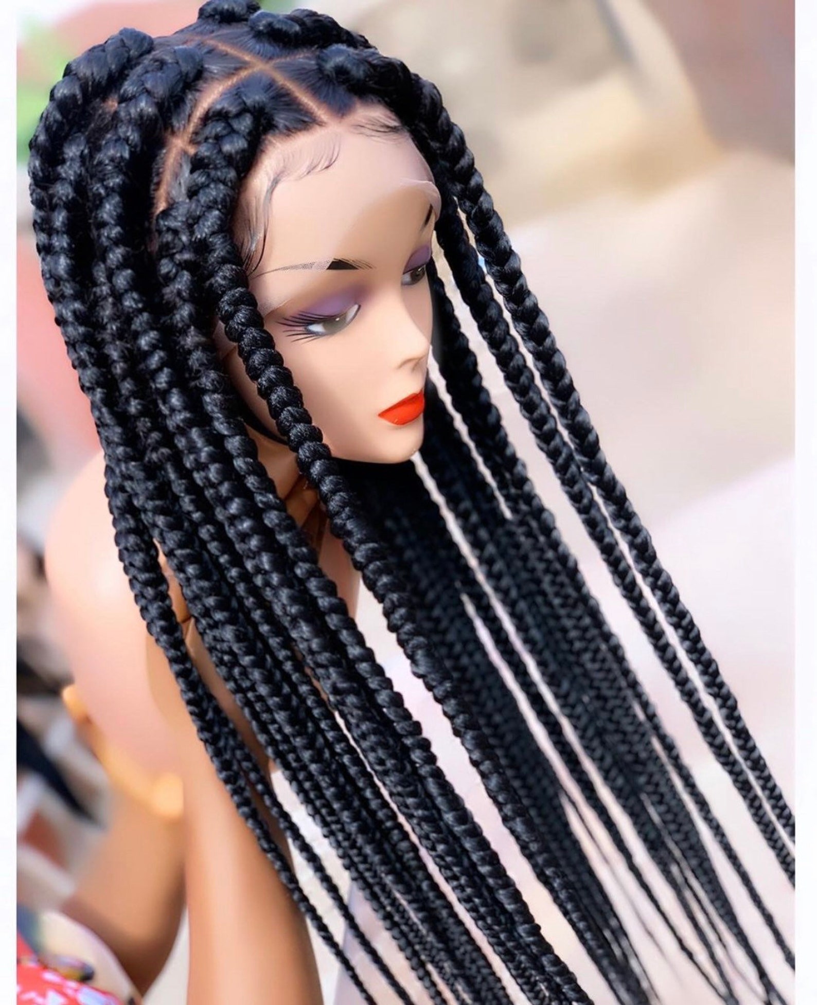 Our Chunky Box Braids is Made With Full Lace Wig Human Hair | Etsy