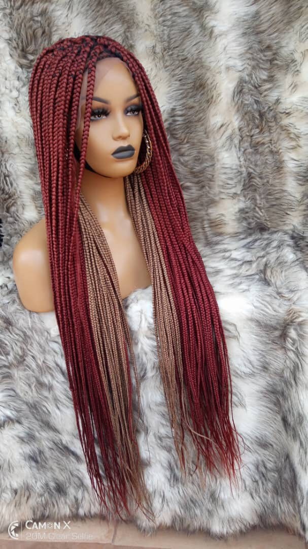 Lace frontal 350 and 27 box braids in 32 long can be | Etsy