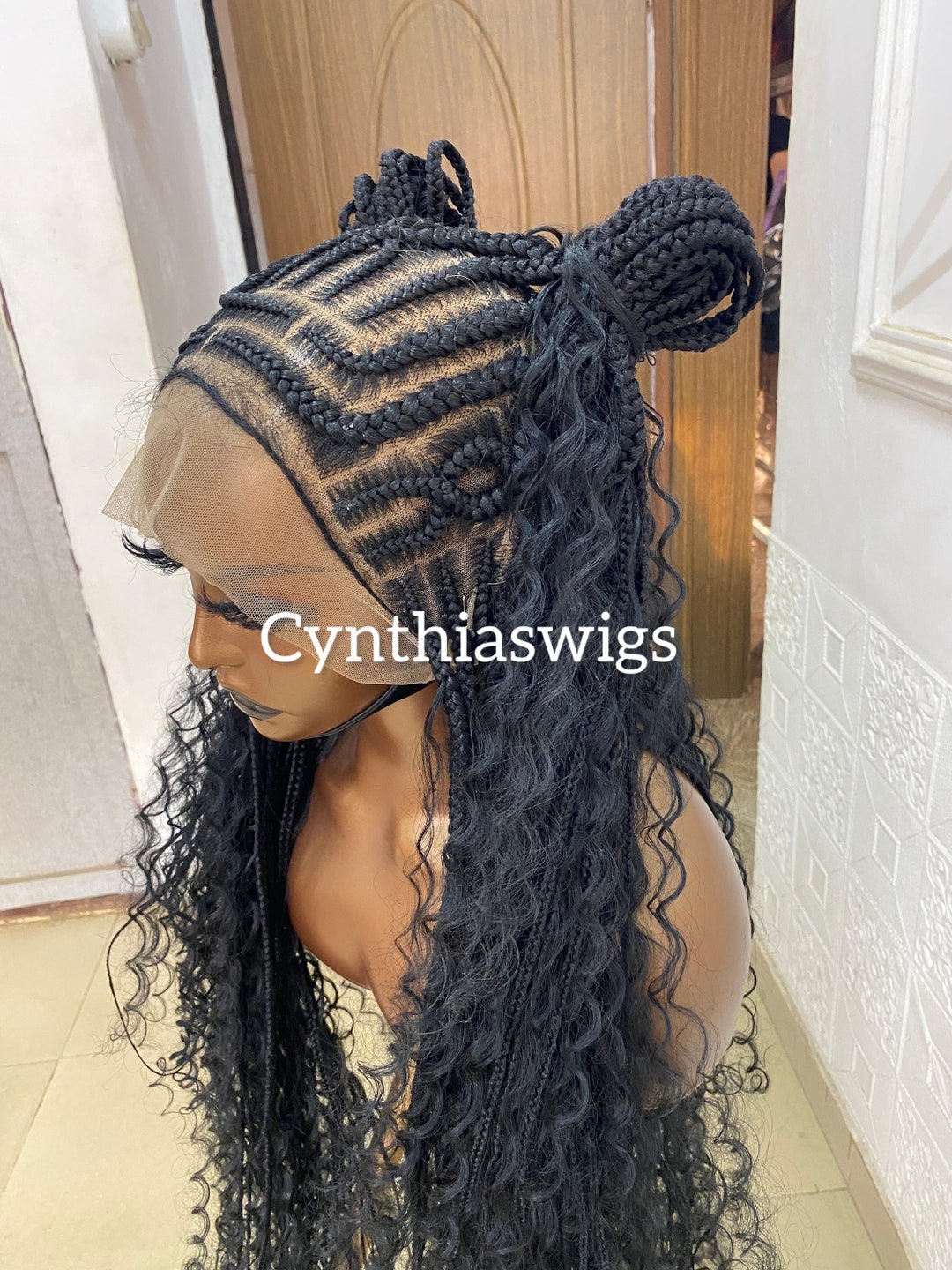 Synthetic Fiber Curls Full Lace Boho - Etsy