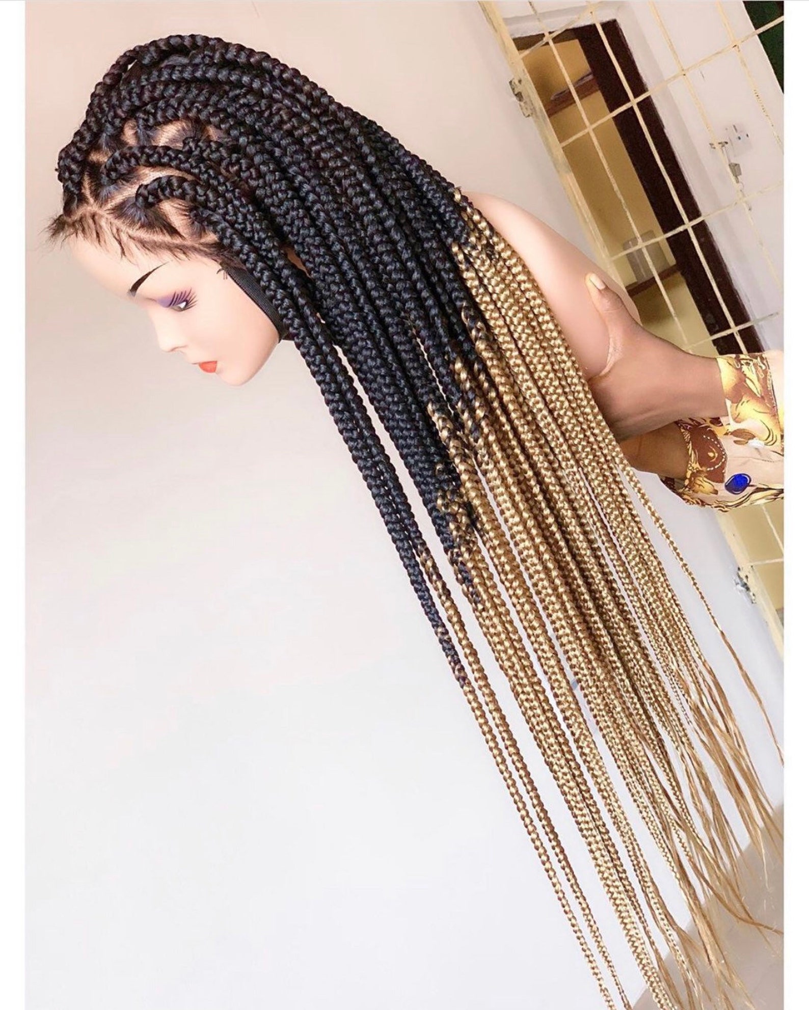 Triangle Chunky Box Braids Ombré Black/Blonde Available For | Etsy