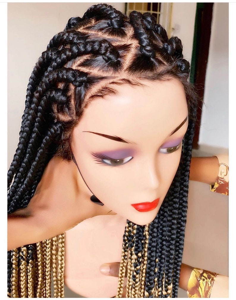 Triangle Chunky Box Braids Ombré Black/Blonde Available For | Etsy