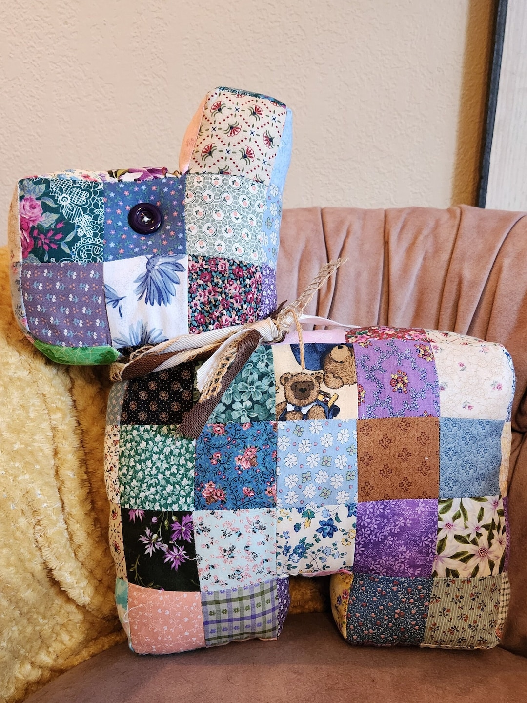 Large Patchwork Puppy Dog Pillow - Etsy