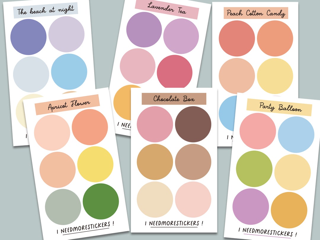 4 Sheets of Color Circle Labels, Color Set Labels, Color Round Stickers ...