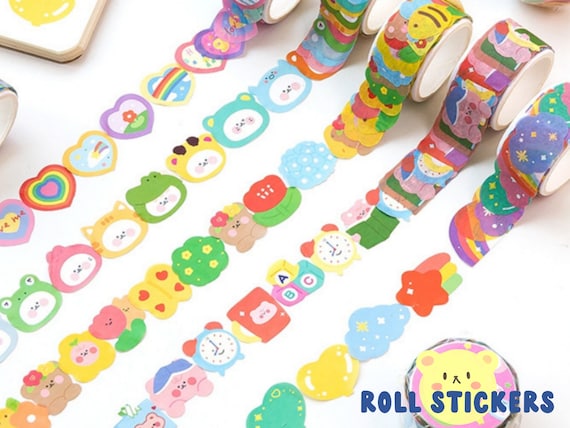 100 Stickers in a Roll Kawaii Roll Stickers Cute Animal - Etsy