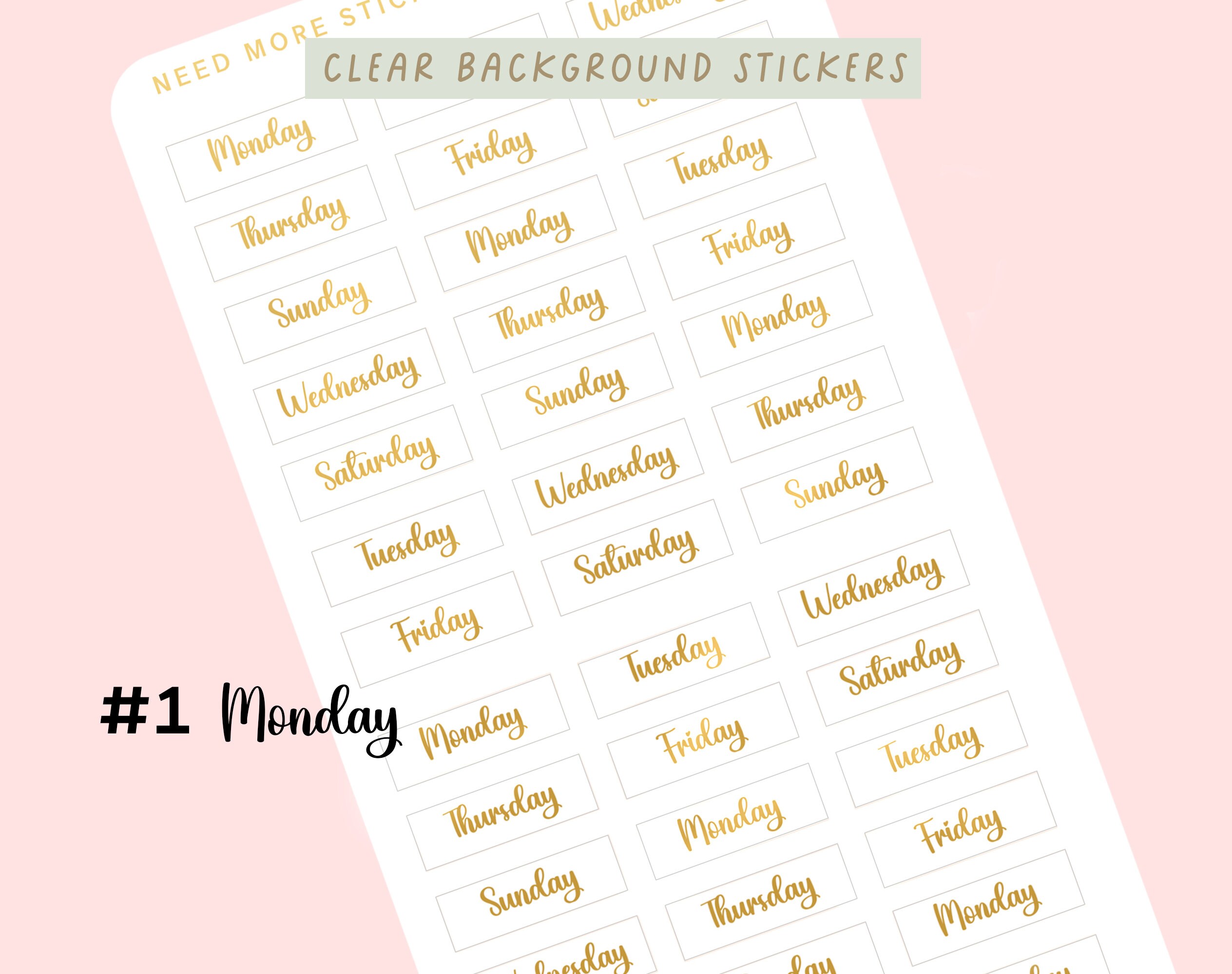 Gold Foil Script Font Days of the Week Functional Planner Sticker ...
