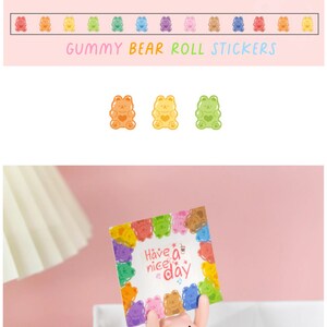100 Gummy Bear Roll Stickers Planner Kawaii Bear Stickers Kawaii Labels ...