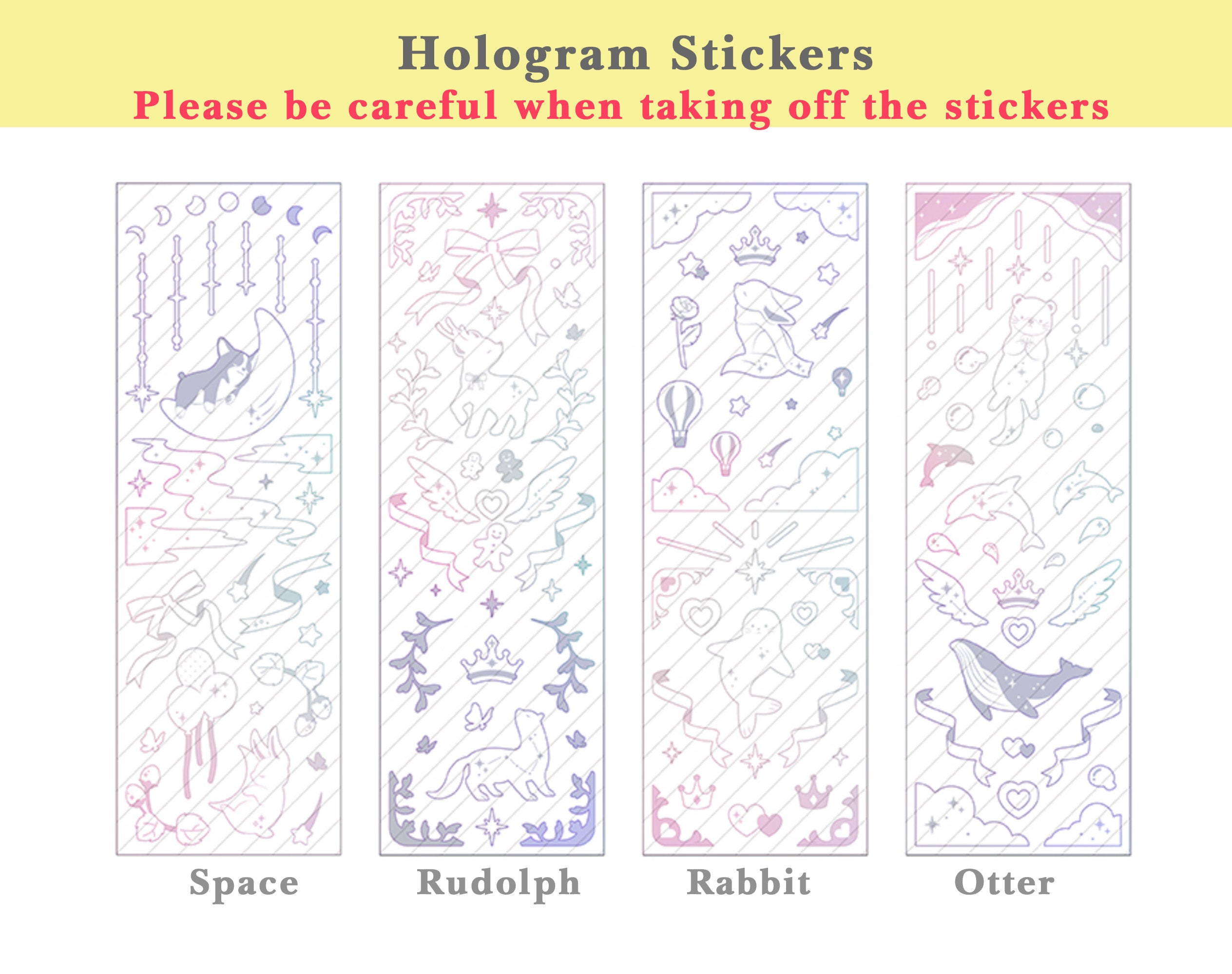 Line Hologram Multi Shape Stickers Photo Decor Stickers - Etsy