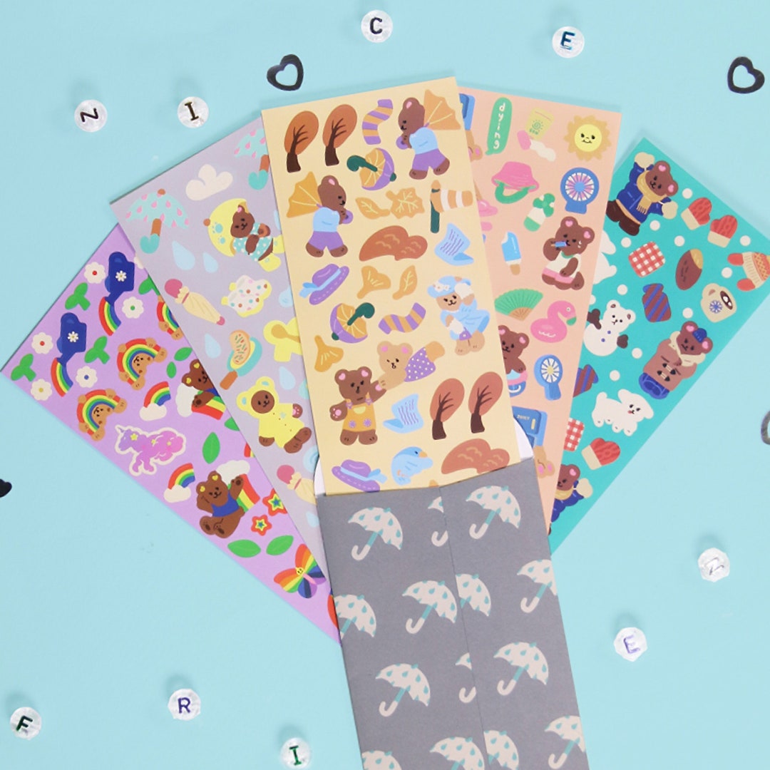 Cute Bear Stickers for a Variety Themes, Bear Planner Stickers, Fall ...