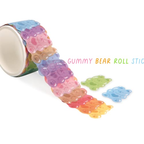 100 Gummy Bear Roll Stickers Planner Kawaii Bear Stickers - Etsy