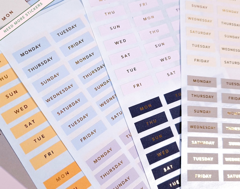 Gold Foil Color Background Days of the Week Functional Planner Sticker ...
