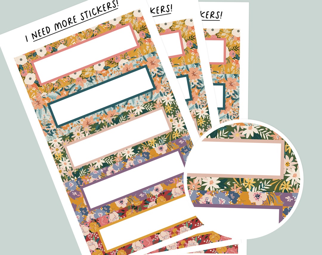 3 Sheets Floral Pattern Labels, Blank Labels, Planner Sticker, Gift ...