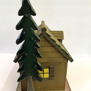 Holiday Log Cabin Advent Calendar Rustic Wood 24 Doors Rotates Rare ...