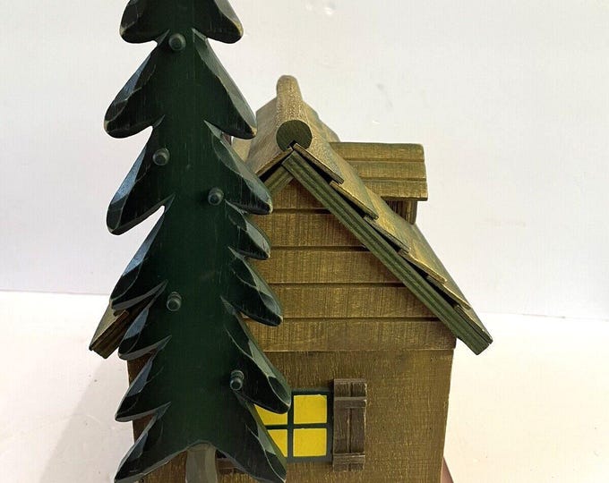 Holiday Log Cabin Advent Calendar Rustic Wood 24 Doors Rotates Rare ...
