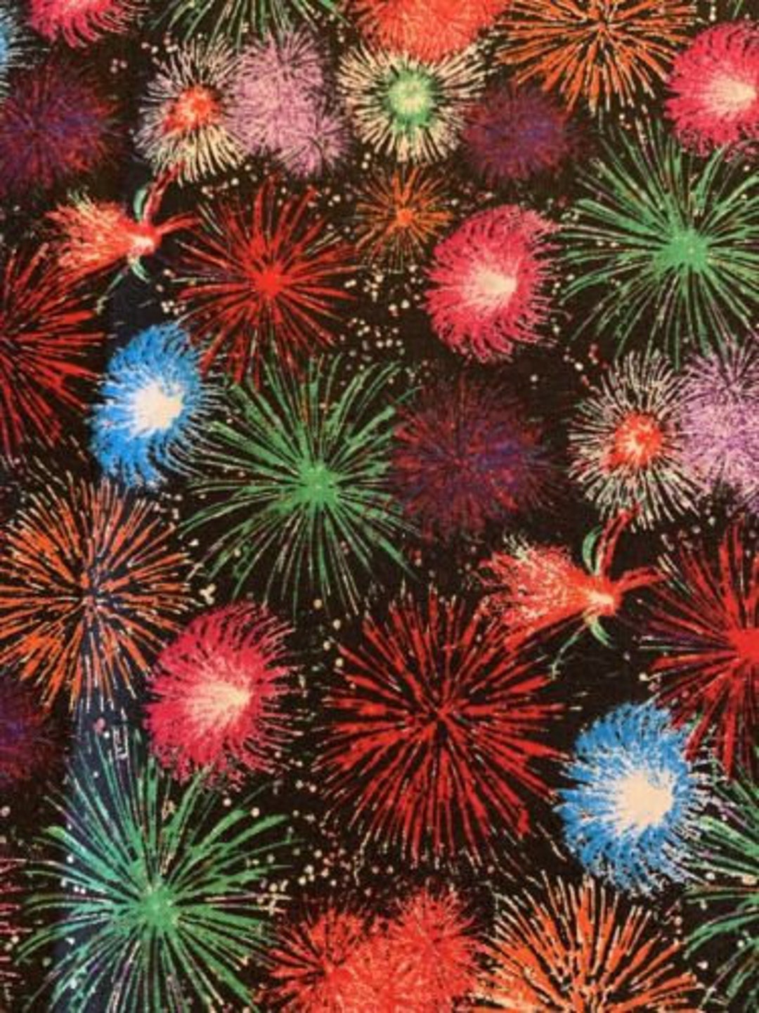 Colorful 4th of July Star Fireworks Finale Fabric,100% Cotton,novelty ...