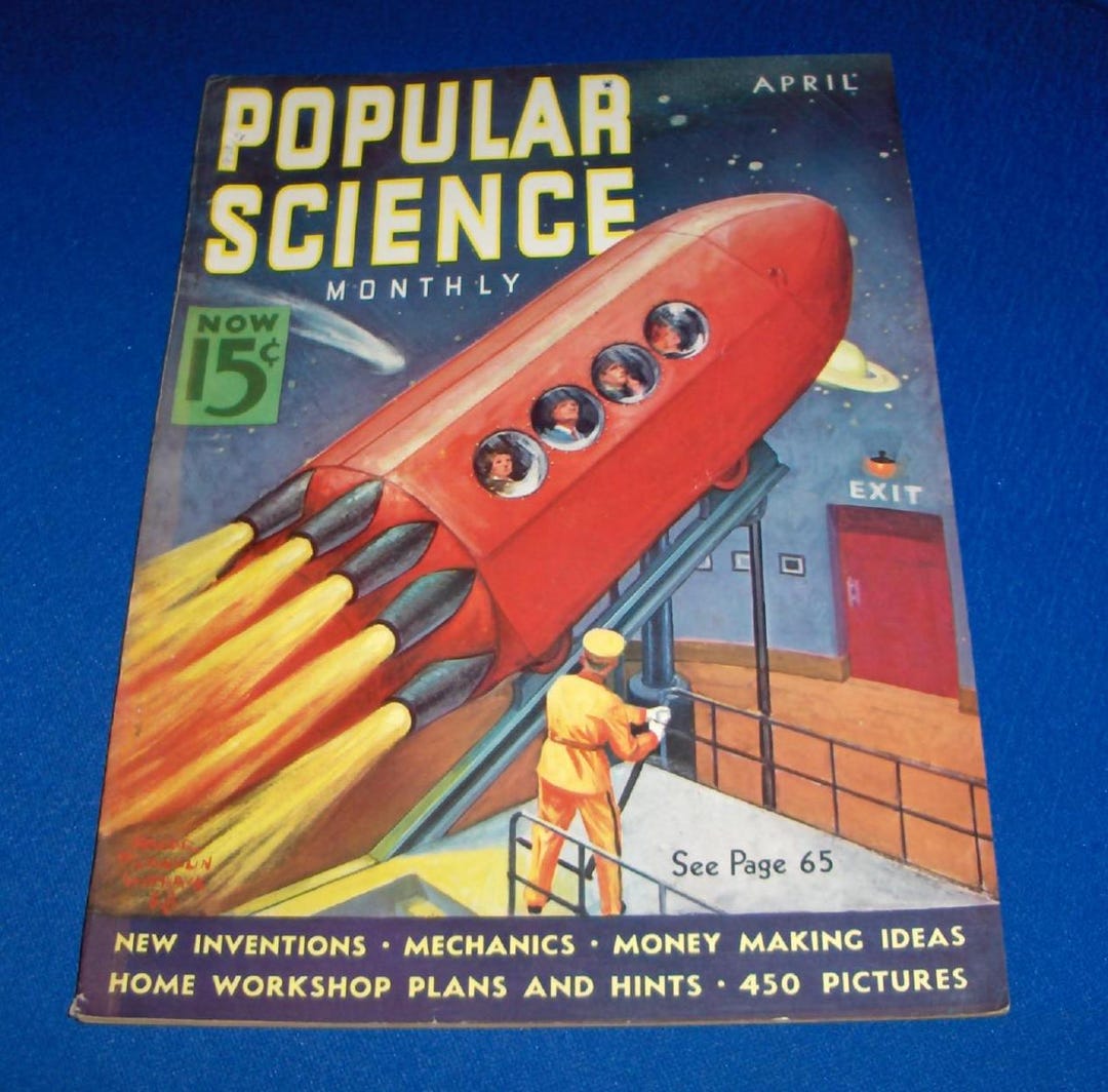 Rocketship Art Cover POPULAR SCIENCE Magazine 4/1938 Television ...