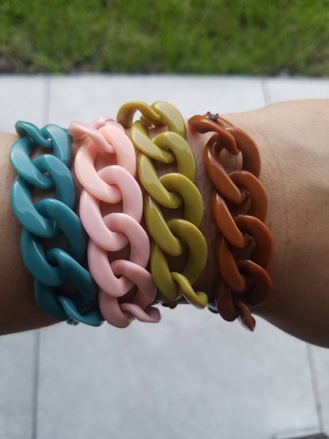 Acrylic Bracelet, Chain Bracelet, Link Bracelet, Spring Bracelet ...