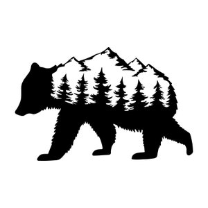Bear SVG File, Bear Mountain Svg, Bear in the Woods, Mountains Svg ...