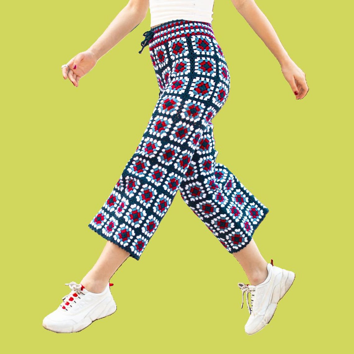 PDF Crochet Pattern for Granny Square Trousers, Crochet Pants, Colorful ...