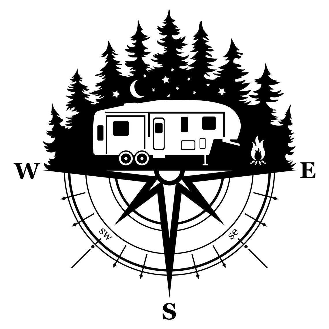 Camping Compass Svg, Outdoor Scene Camping Svg, Outdoor Svg, Camping ...