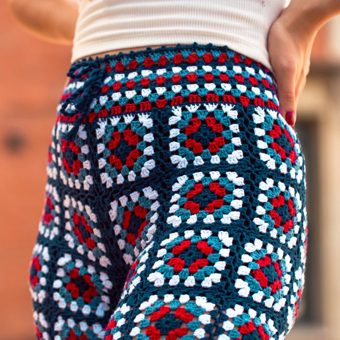 PDF Crochet Pattern for Granny Square Trousers, Crochet Pants, Colorful ...