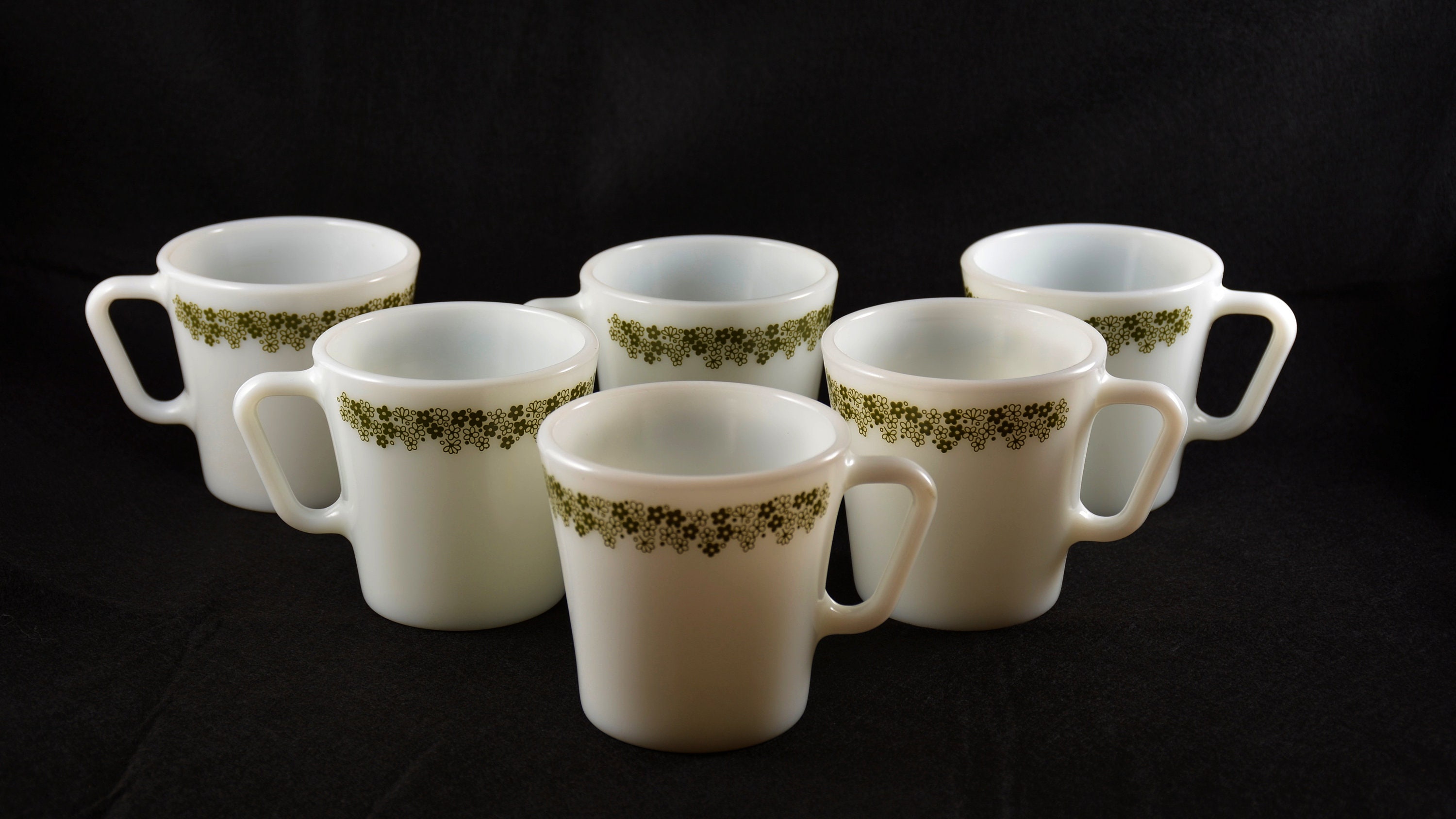 Pyrex Spring Blossom / Crazy Daisy Milk Glass Mugs Set of 6 - Etsy