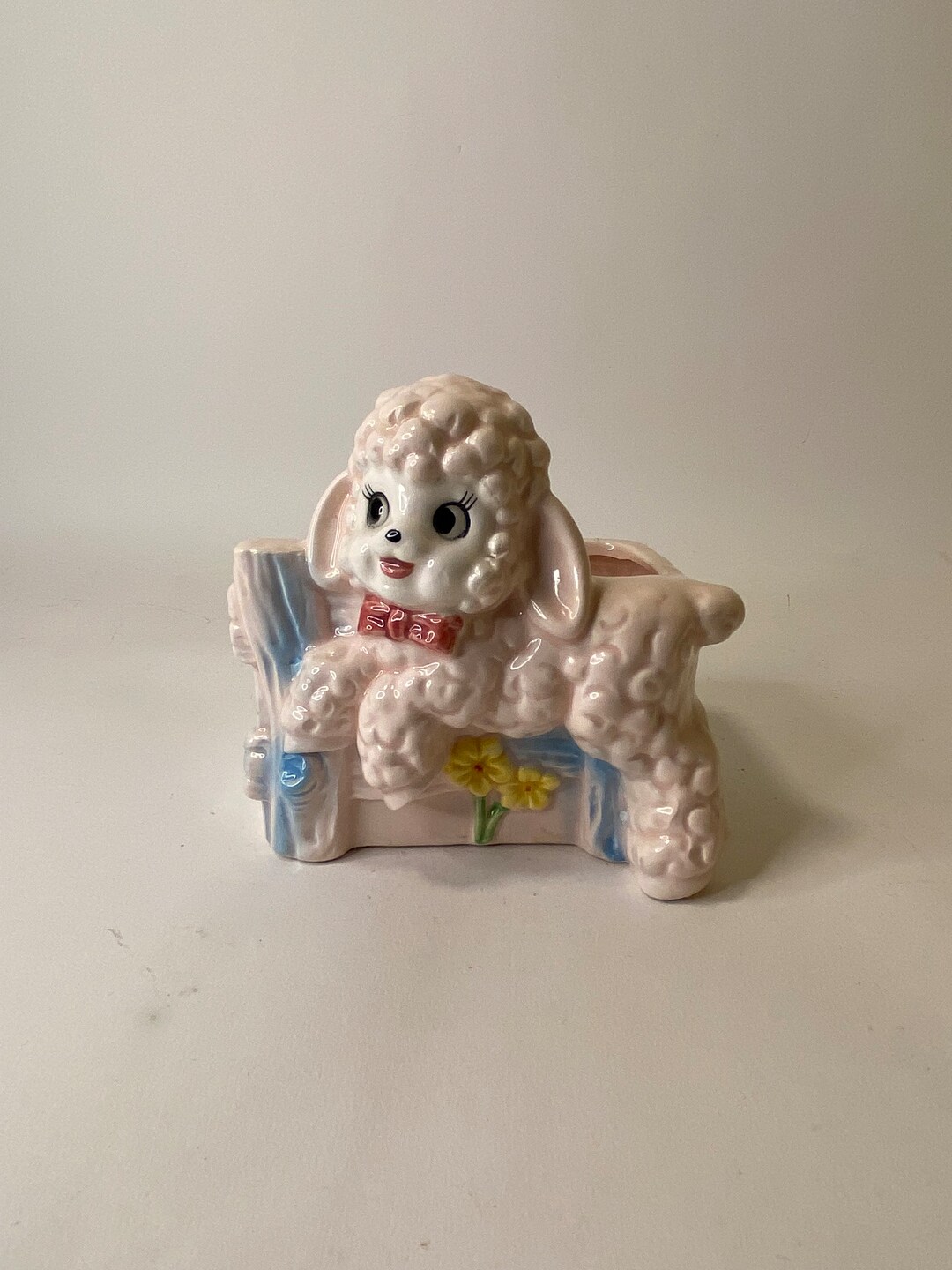 Vintage Pink Lamb Planter - Etsy