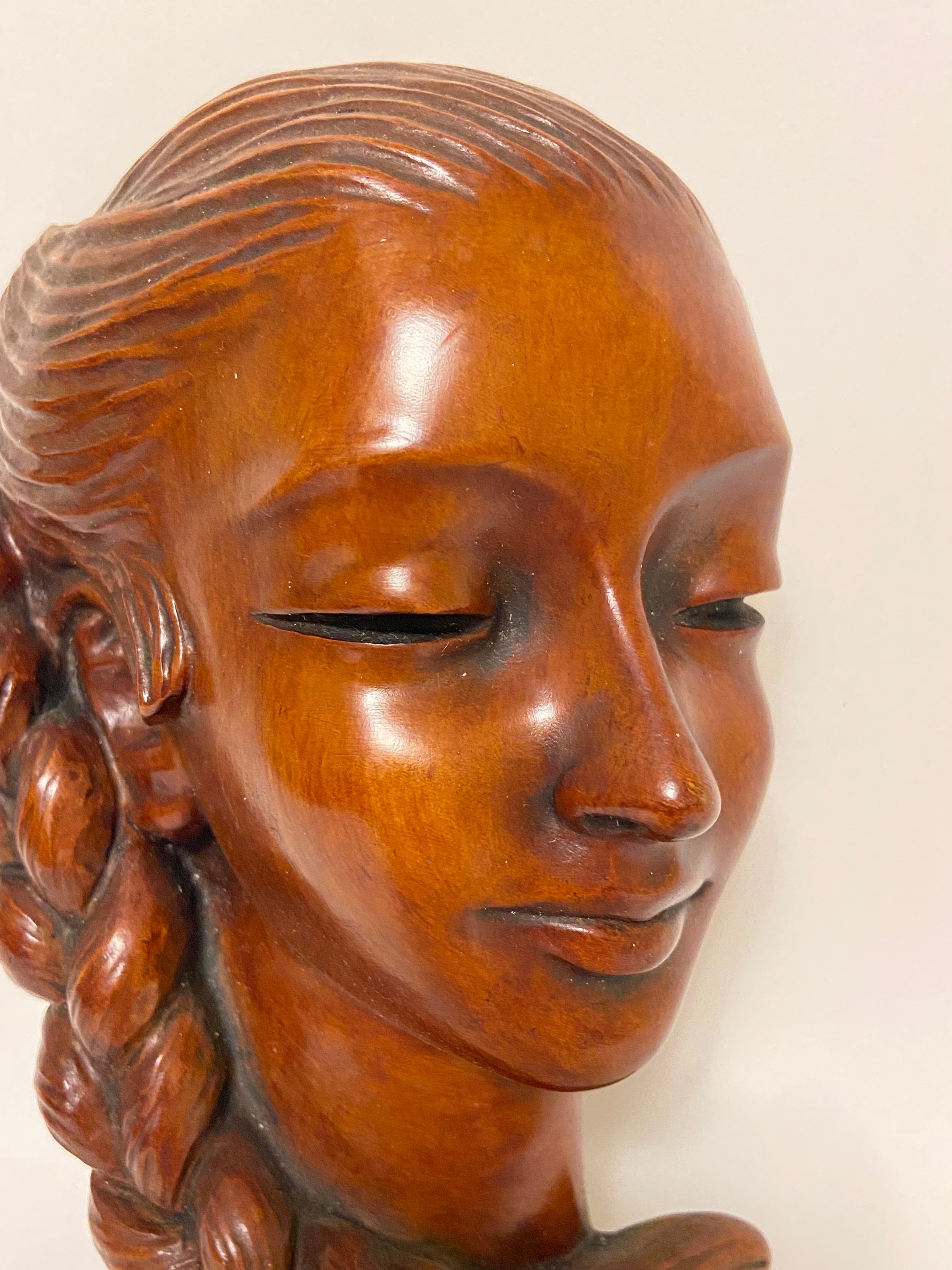 Face Wall Mask by Achatit Handarbeit Germany - Girl With Braid - Etsy