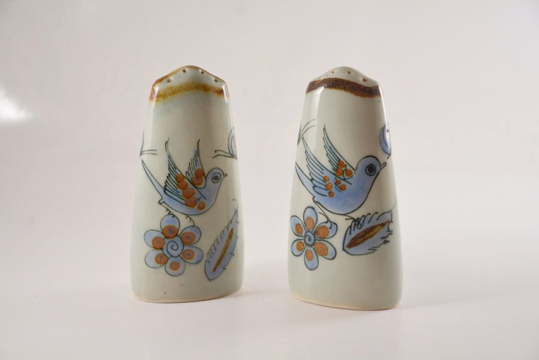 Ken Edwards Hand Painted Mexican Pottery Salt and Pepper Shakers - Etsy