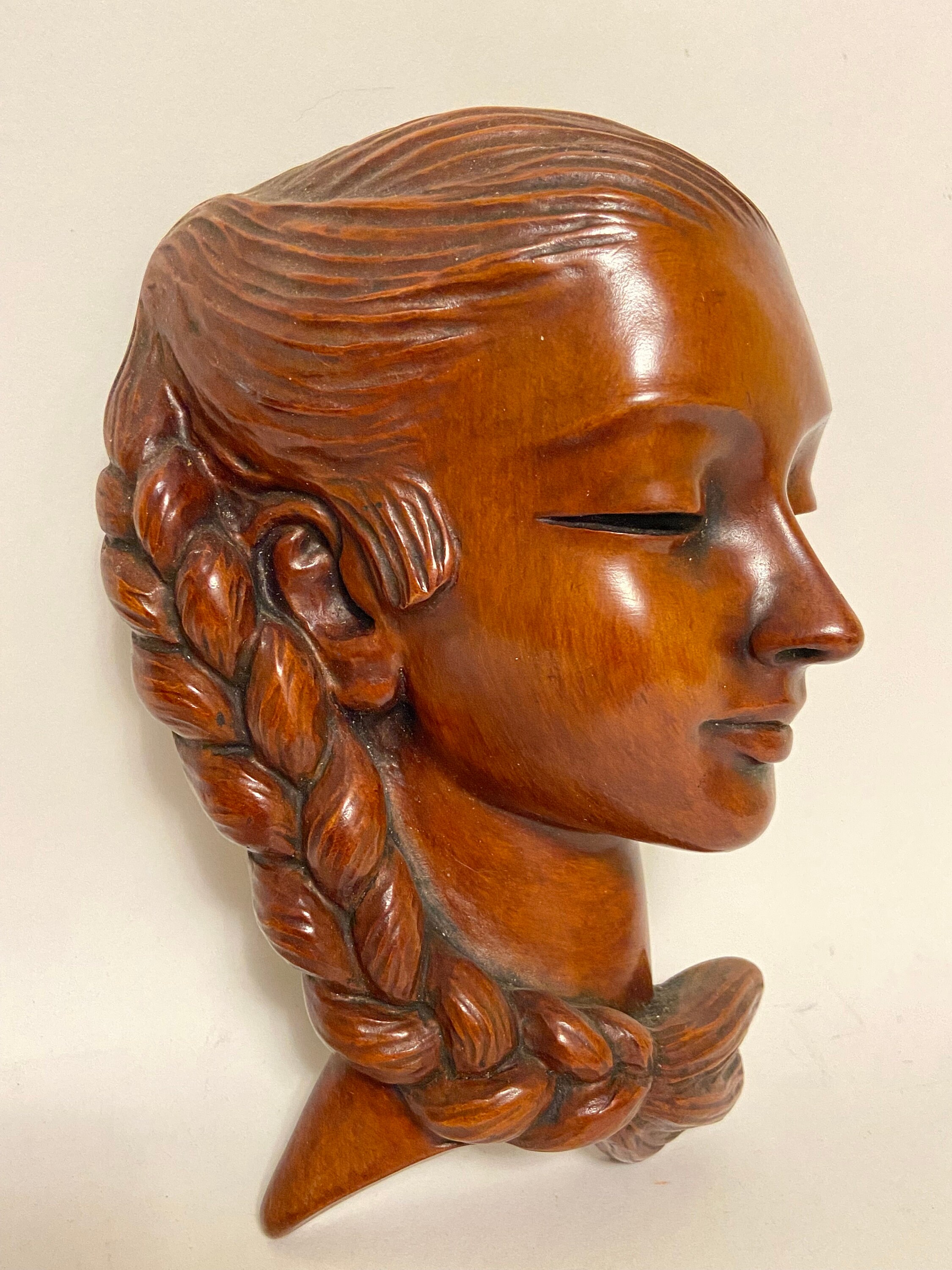 Face Wall Mask by Achatit Handarbeit Germany - Girl With Braid - Etsy