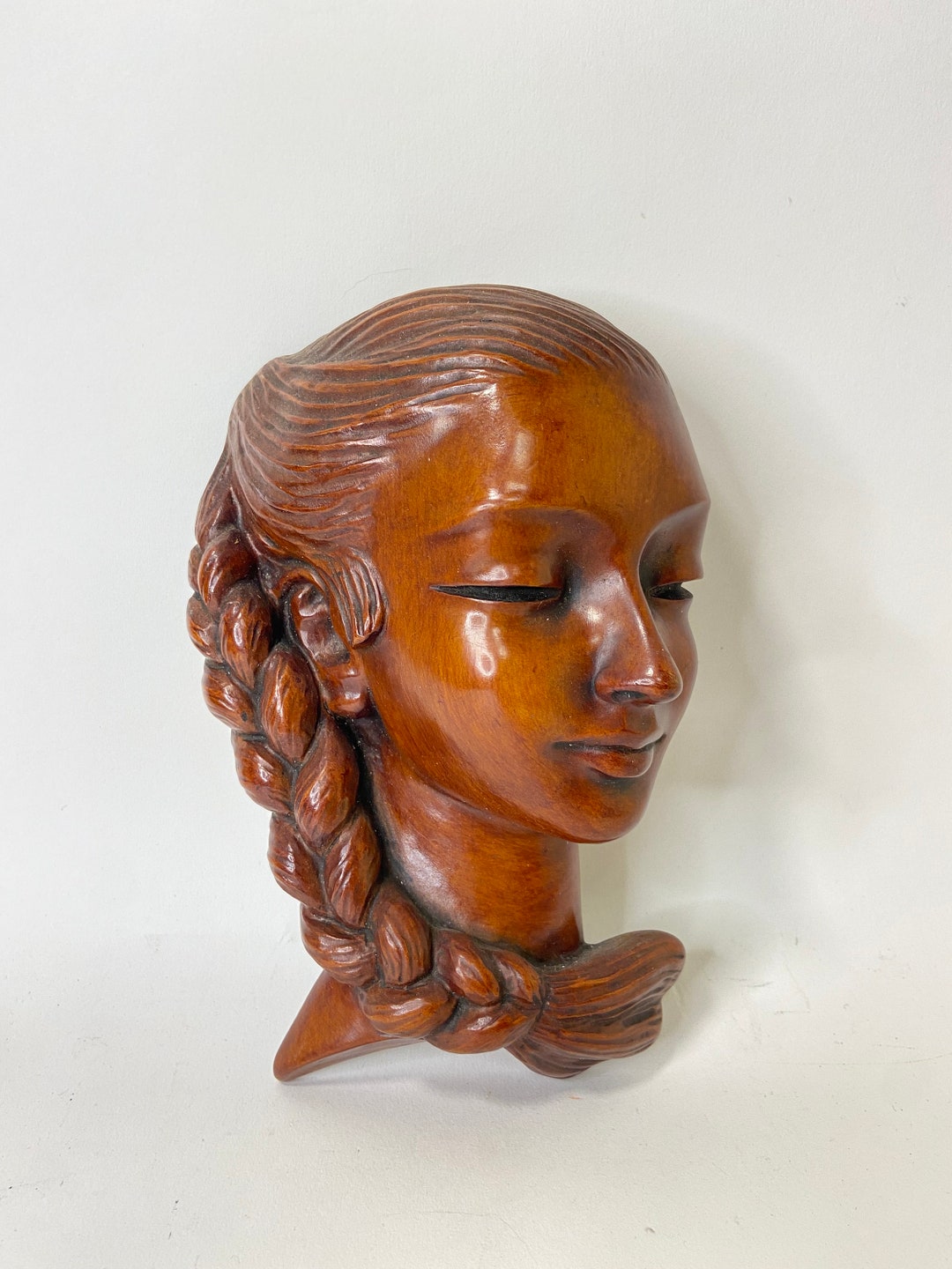 Face Wall Mask by Achatit Handarbeit Germany - Girl With Braid - Etsy