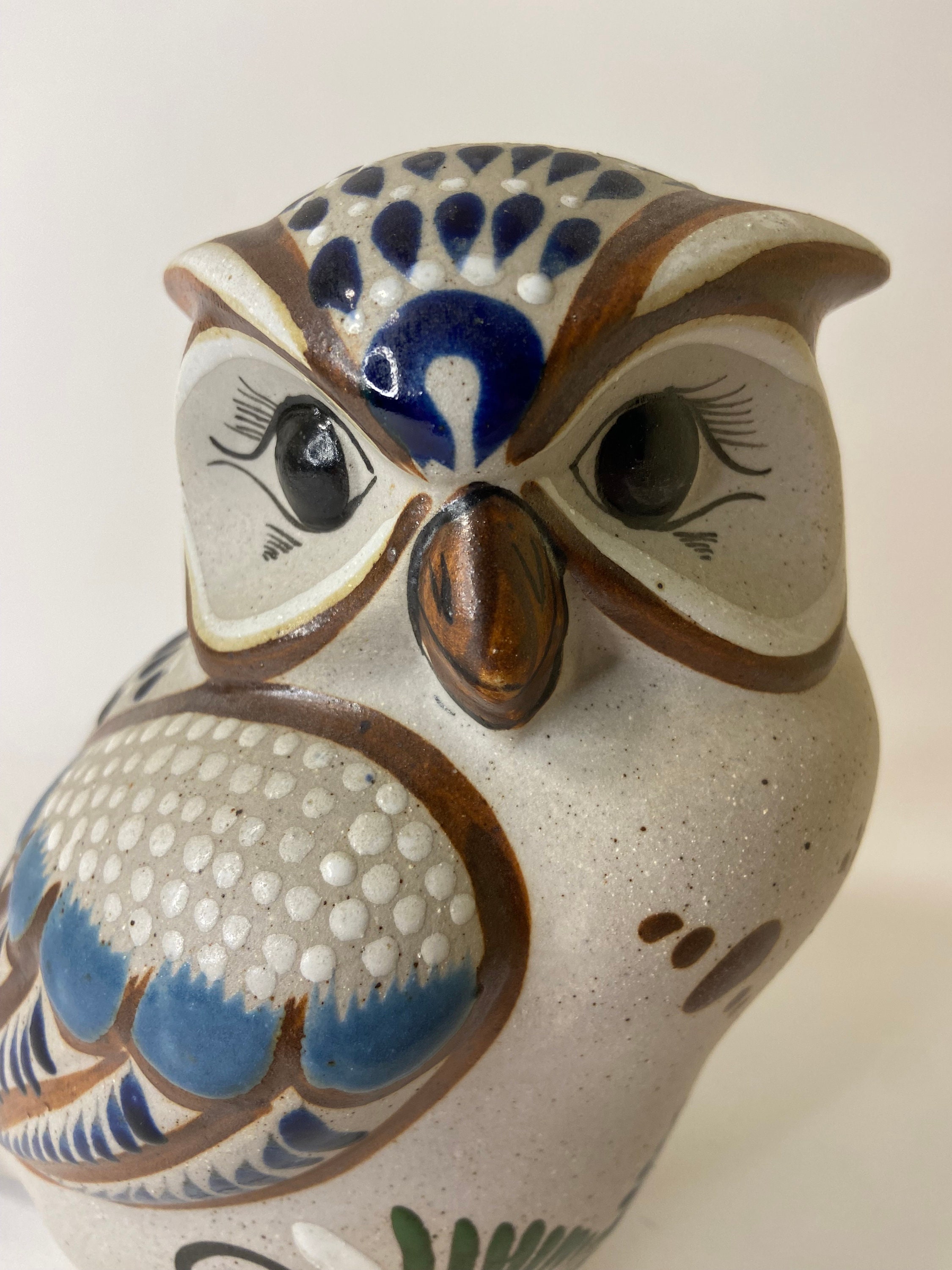 Mexican Pottery Folk Art Hand Painted Large Owl Artist Signed - Etsy