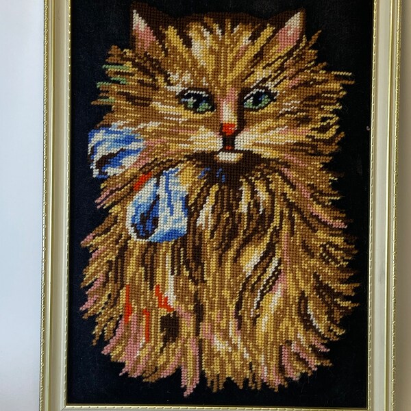 Cat Needlepoint - Etsy