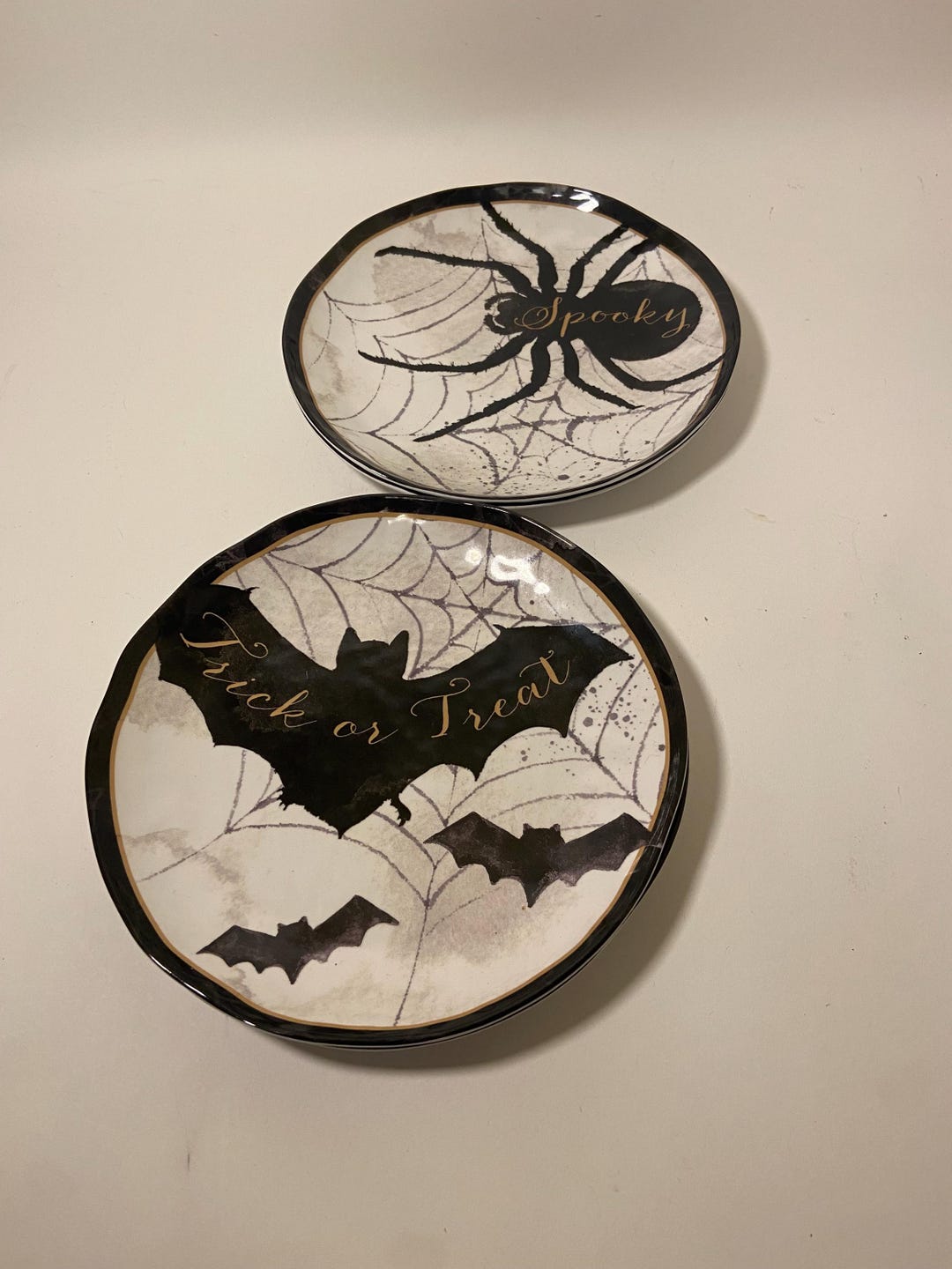 Pier 1 Halloween Melamine Plates With Bats and Spiders - Set of 4 - Etsy