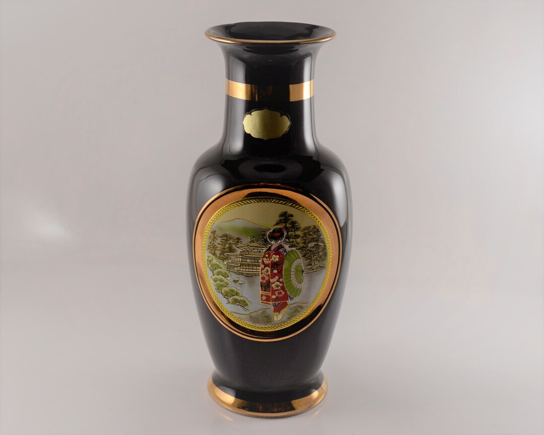 The Art of Chokin Vase With Geisha Girl - Etsy