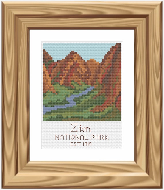 Cross Stitch Pattern Zion National Park Mini Cross Stitch - Etsy