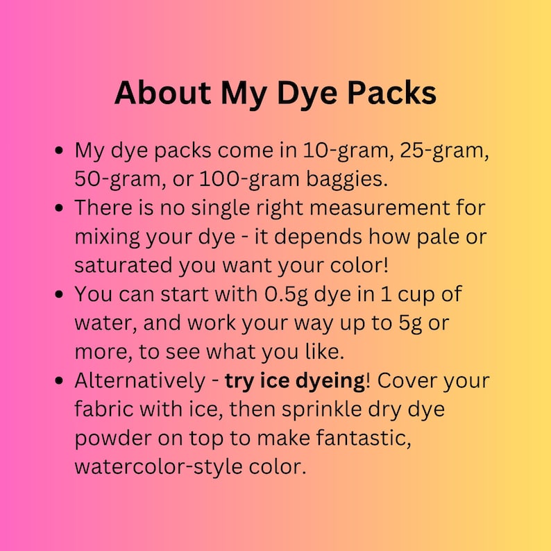 Dye Powder for Ice Dyeing or Liquid Tie-dyeing, Sample Packs, DIY Kit ...