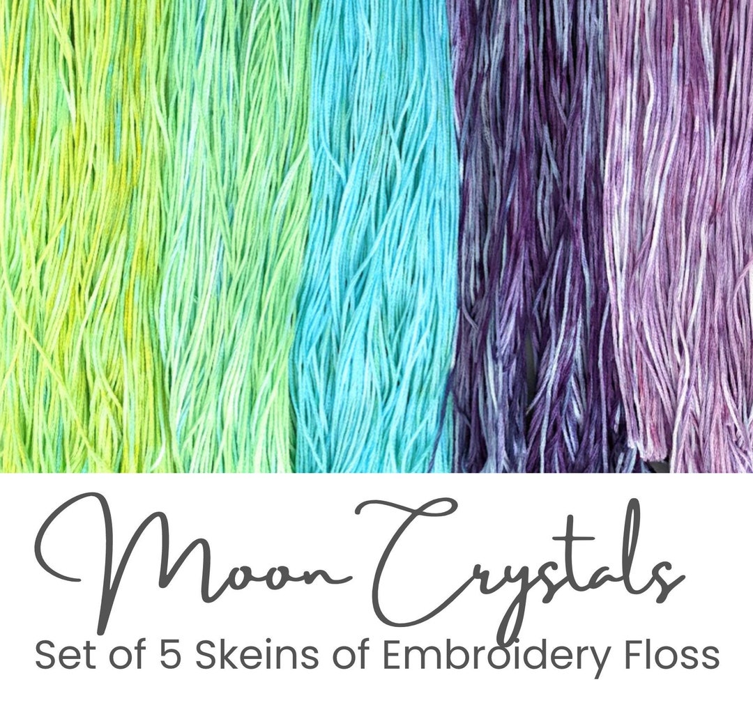 Dyed Embroidery Floss - Set of 5 Colors, Hand Dyed Variegated Floss, 6 ...