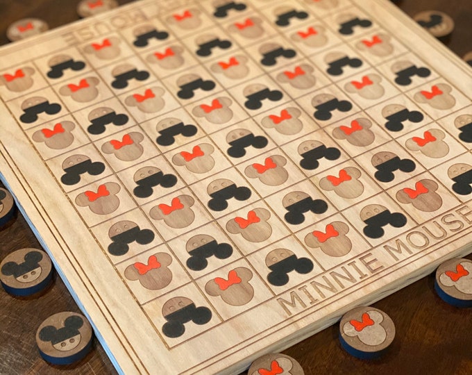 Handmade Checker Board, Mickey and Minnie Inspired, Wooden 12”x12 ...
