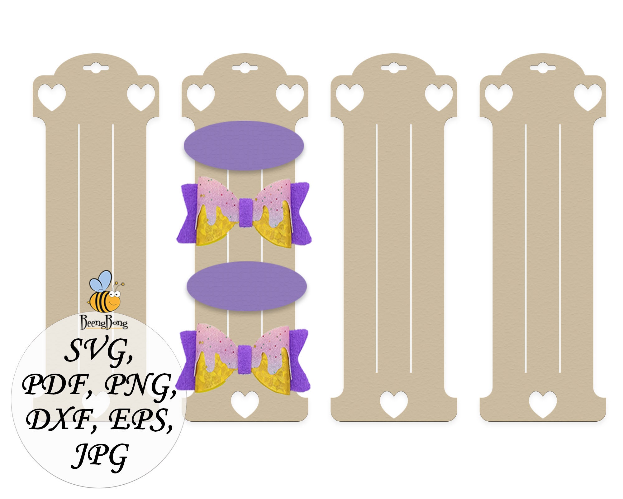 Bow card template SVG Hair bow display card SVG Hair clip card | Etsy