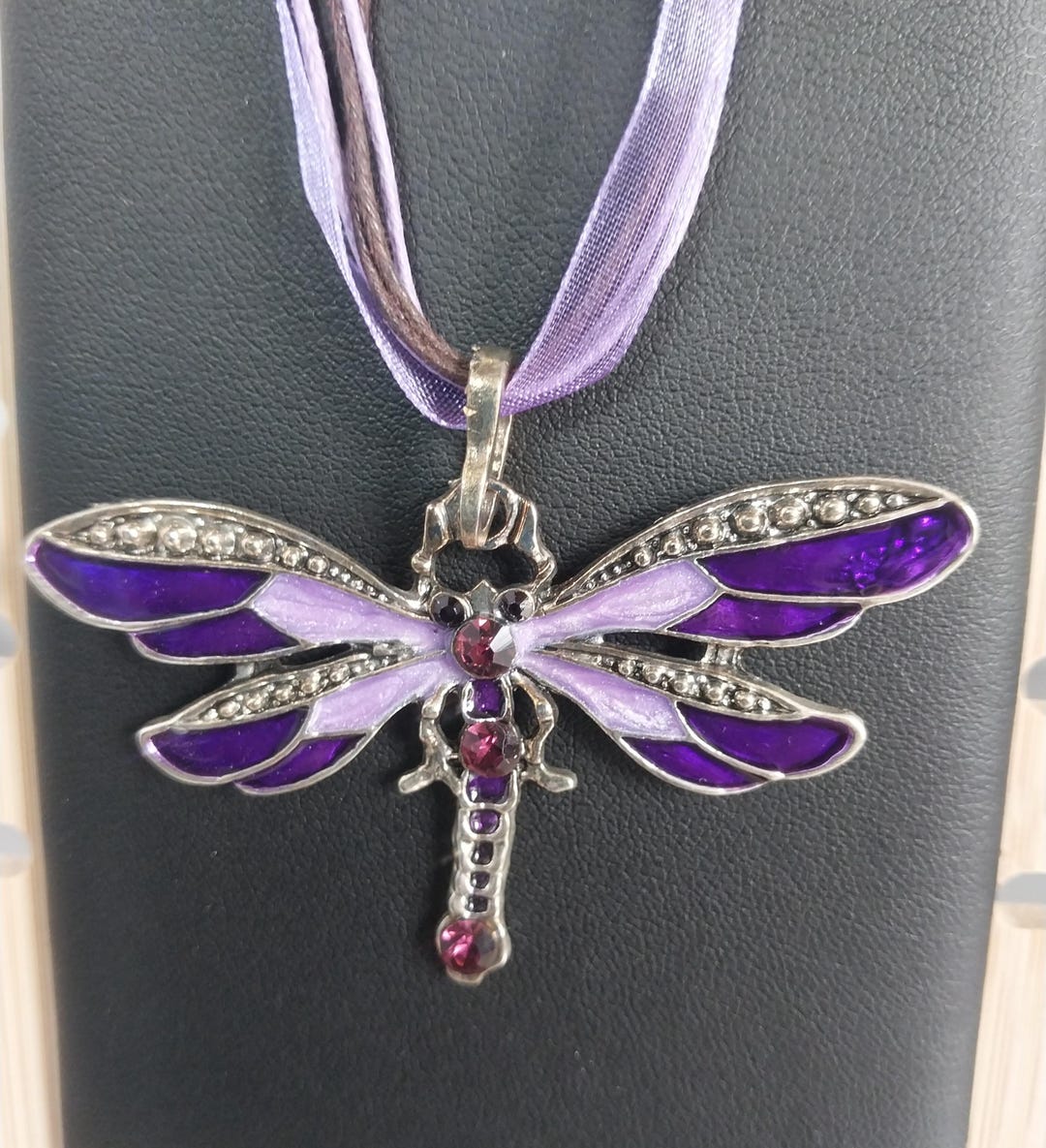 Purple Bohemian Dragonfly on a Ribbon Cord - Etsy